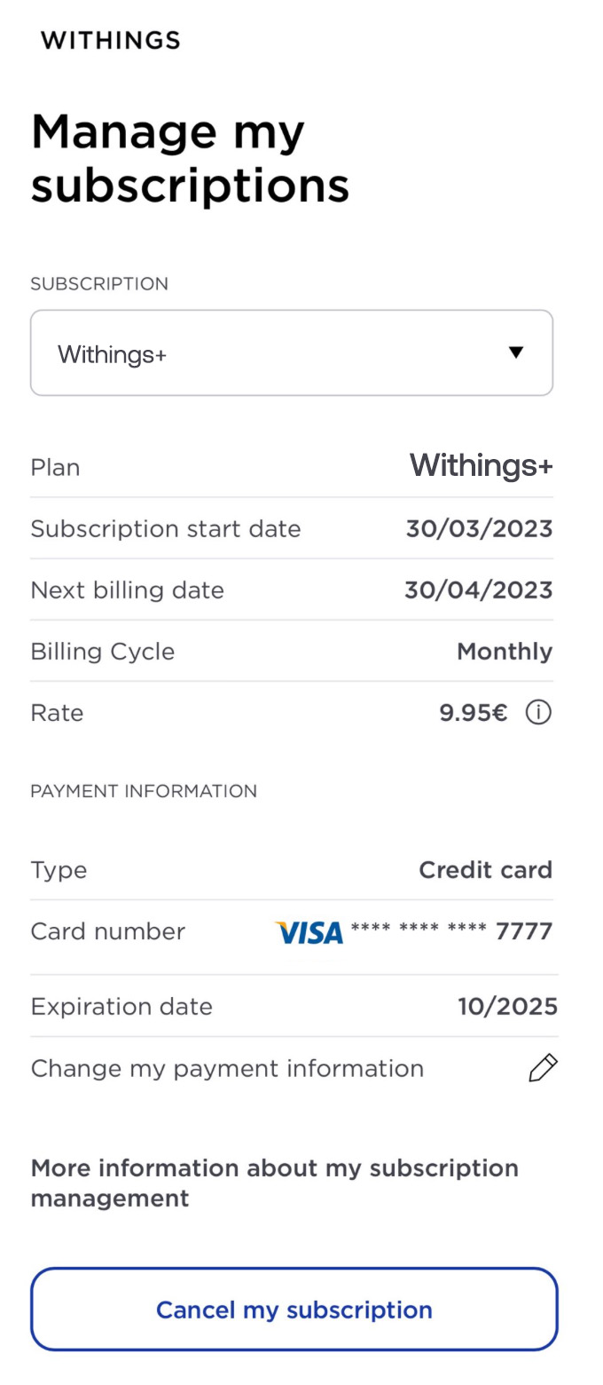 Withings+ - Canceling your Subscription – Withings | Support