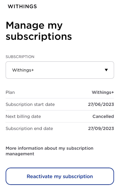 Withings+ - Canceling your Subscription – Withings | Support