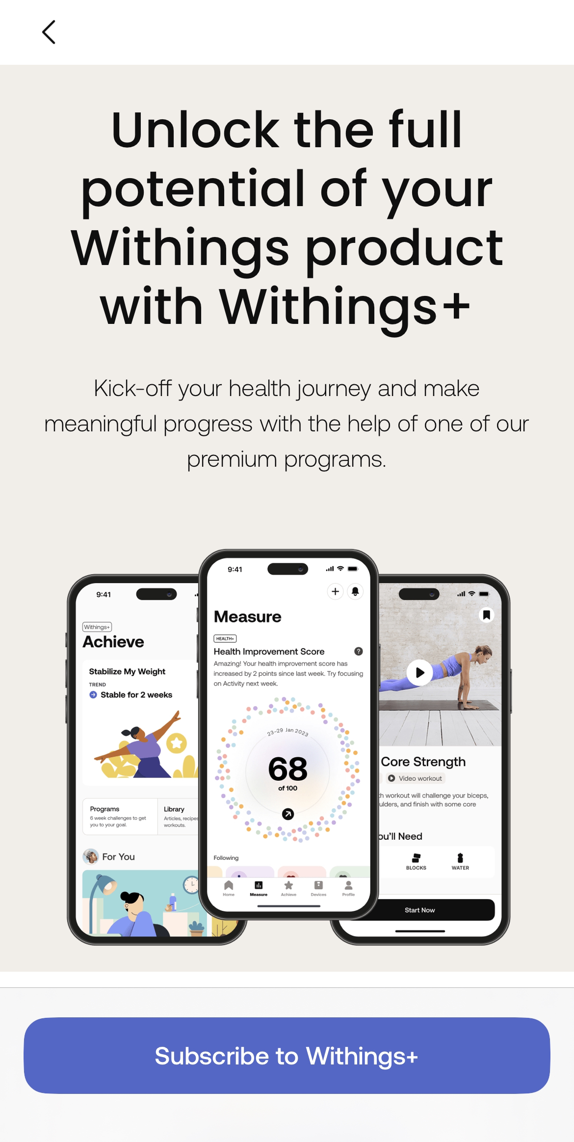 Withings+ - Subscribing to Withings+ – Withings | Support